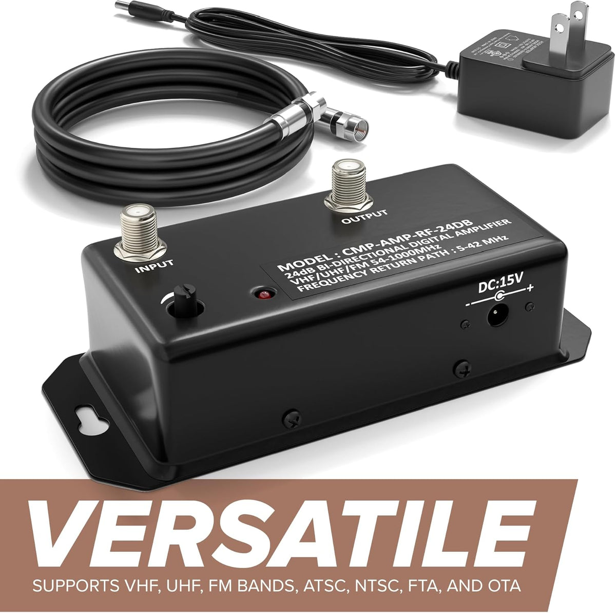 Digital TV Antenna Amplifier Kit – Adjustable 24dB Signal Booster with ...