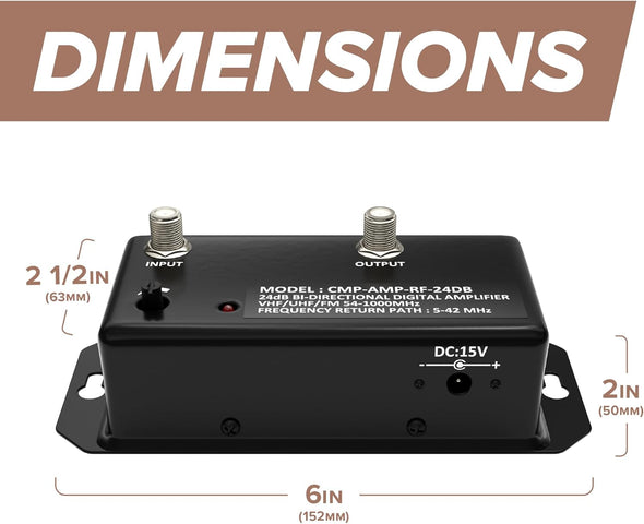 Digital TV Antenna Amplifier Kit – Adjustable 24dB Signal Booster with ...