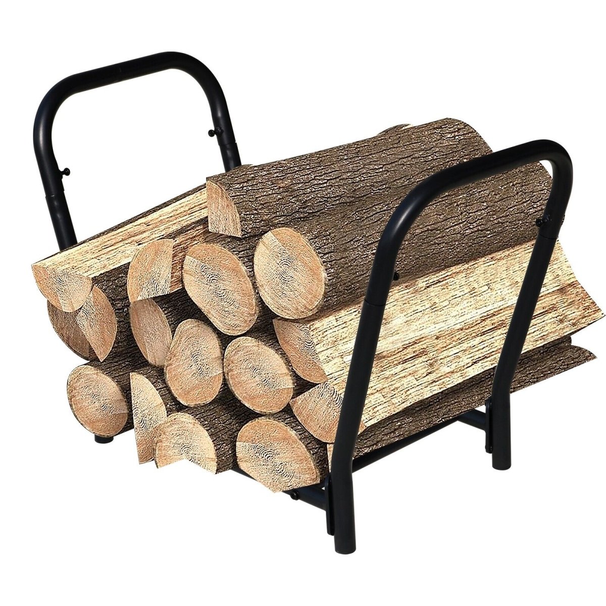Durable Metal Indoor/Outdoor Firewood Storage Rack for Logs & Kindling ...