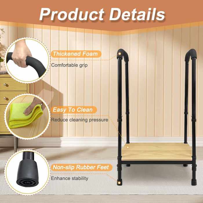 Elderly Adults High Bedside Step Stool With Handles - Aroflit