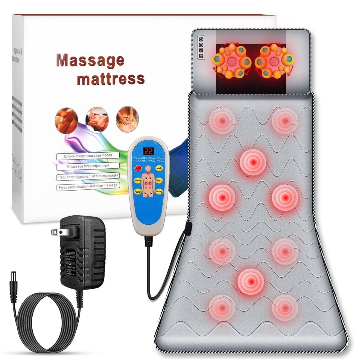 Heated Electric Full Body Massage Mattress Mat with Vibration & Heat ...