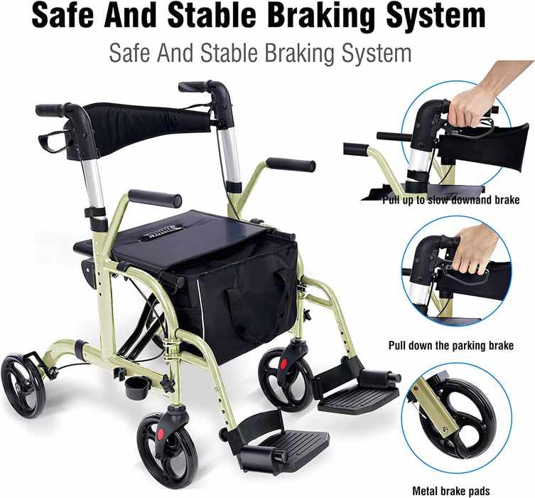 Heavy Duty 4 Wheel Lightweight Rollator Walker With Seat - Aroflit