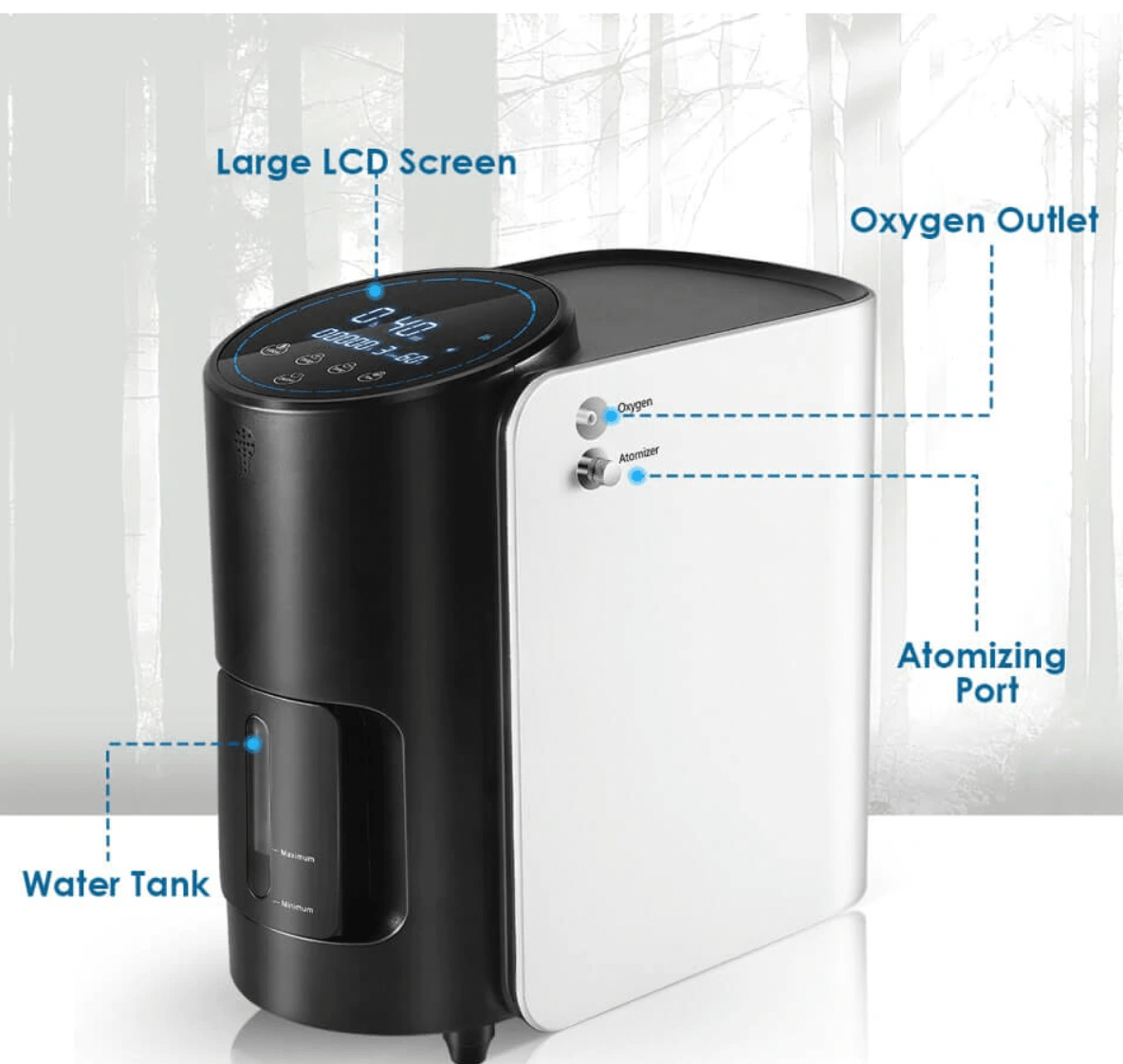 Pure Adjustable Oxygen Concentrator Machine – 1-7L/min, Quiet ...