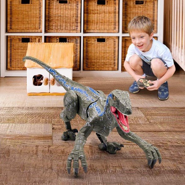 Remote Control Dinosaur Velociraptor, Realistic Walking & Roaring Toy ...