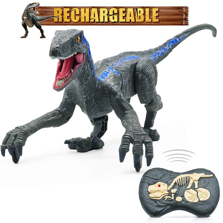 Remote Control Dinosaur Velociraptor, Realistic Walking & Roaring Toy ...