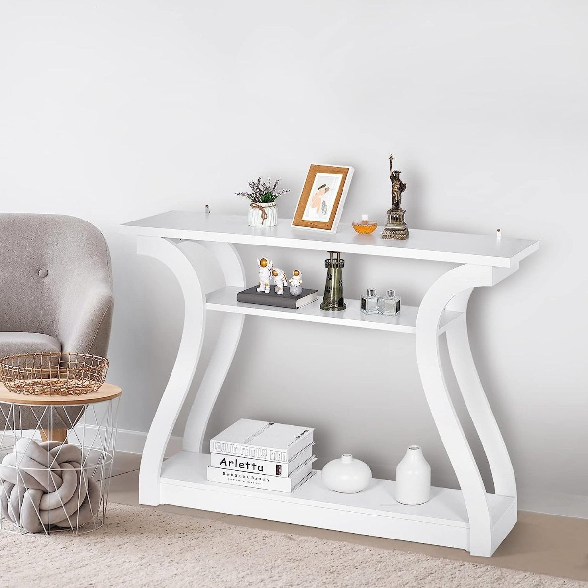 Slim Console Table with Storage for Entryway, Living Room, Hallway ...