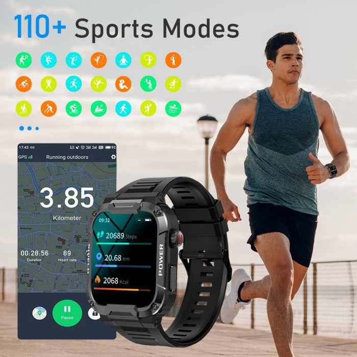TikTrack™ Outdoor Military Smart Watch Waterproof Fitness Watch - Aroflit