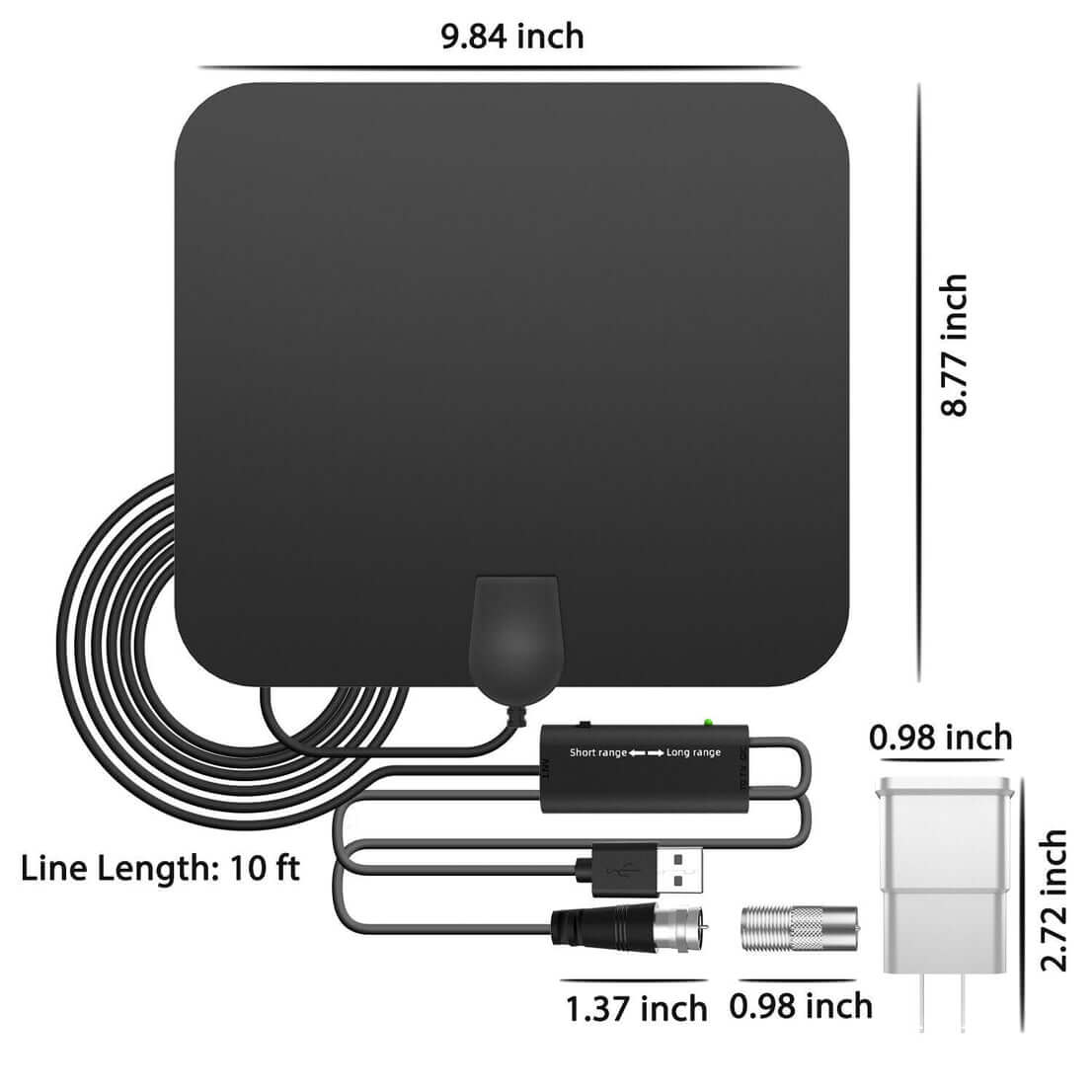 600 Miles Indoor Digital Amplified HDTV Antenna W/ Signal Booster - Aroflit