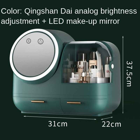 Makeup Storage Box with LED Mirror and Fan - Aroflit